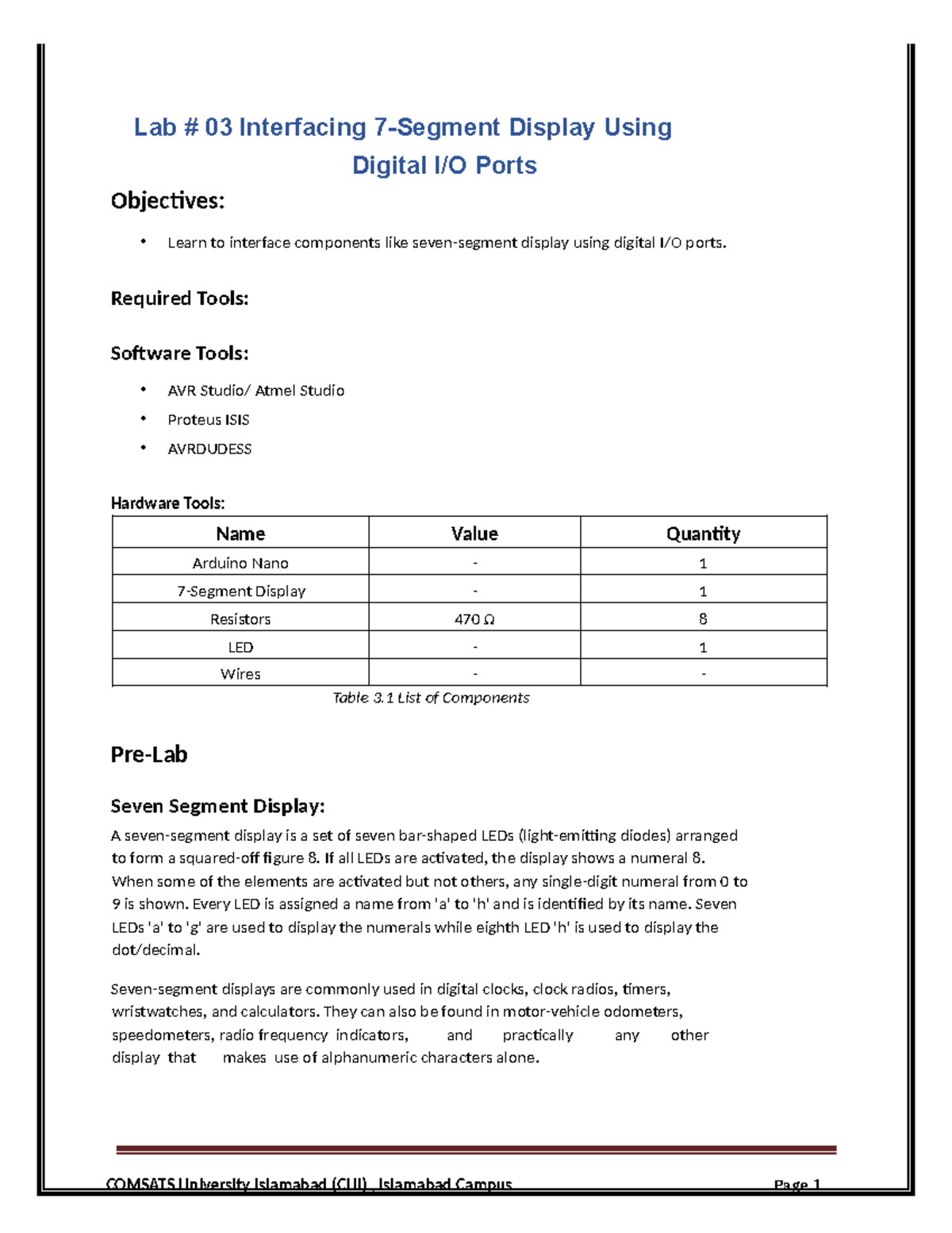 MP LAB Report 3 - Interfacing 7-Segment Display Using Digital I/O - Studocu