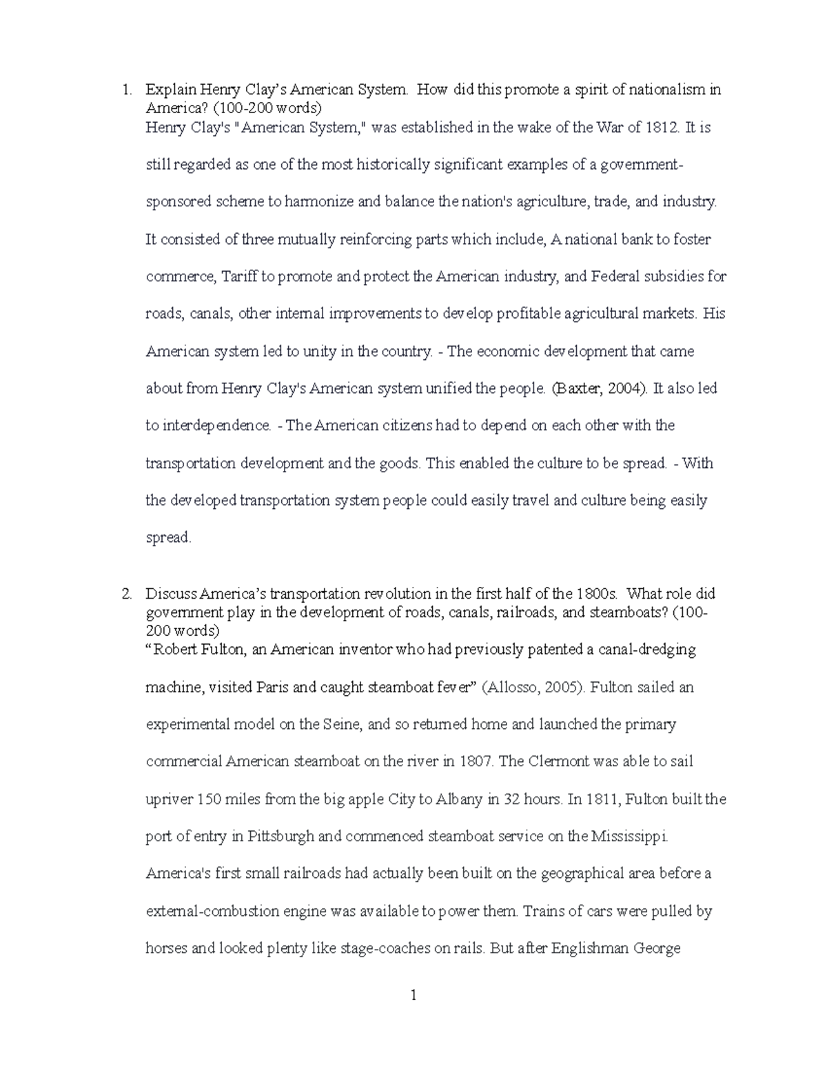 HIS-144 - Worksheet on American System & Transportation Revolution ...