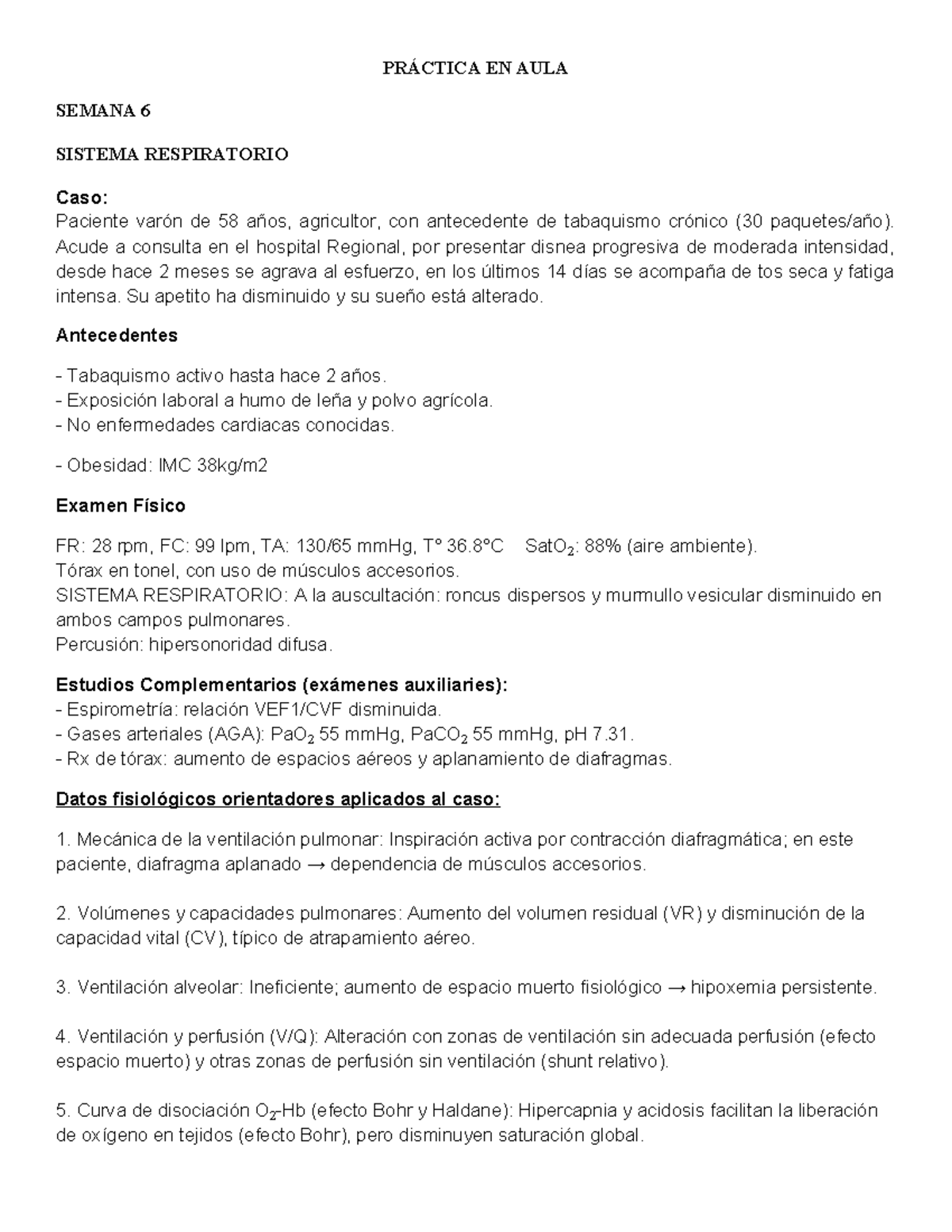 PRÁCTICA EN AULA SEMANA 6: Caso de Paciente con Disnea y Tabaquismo ...