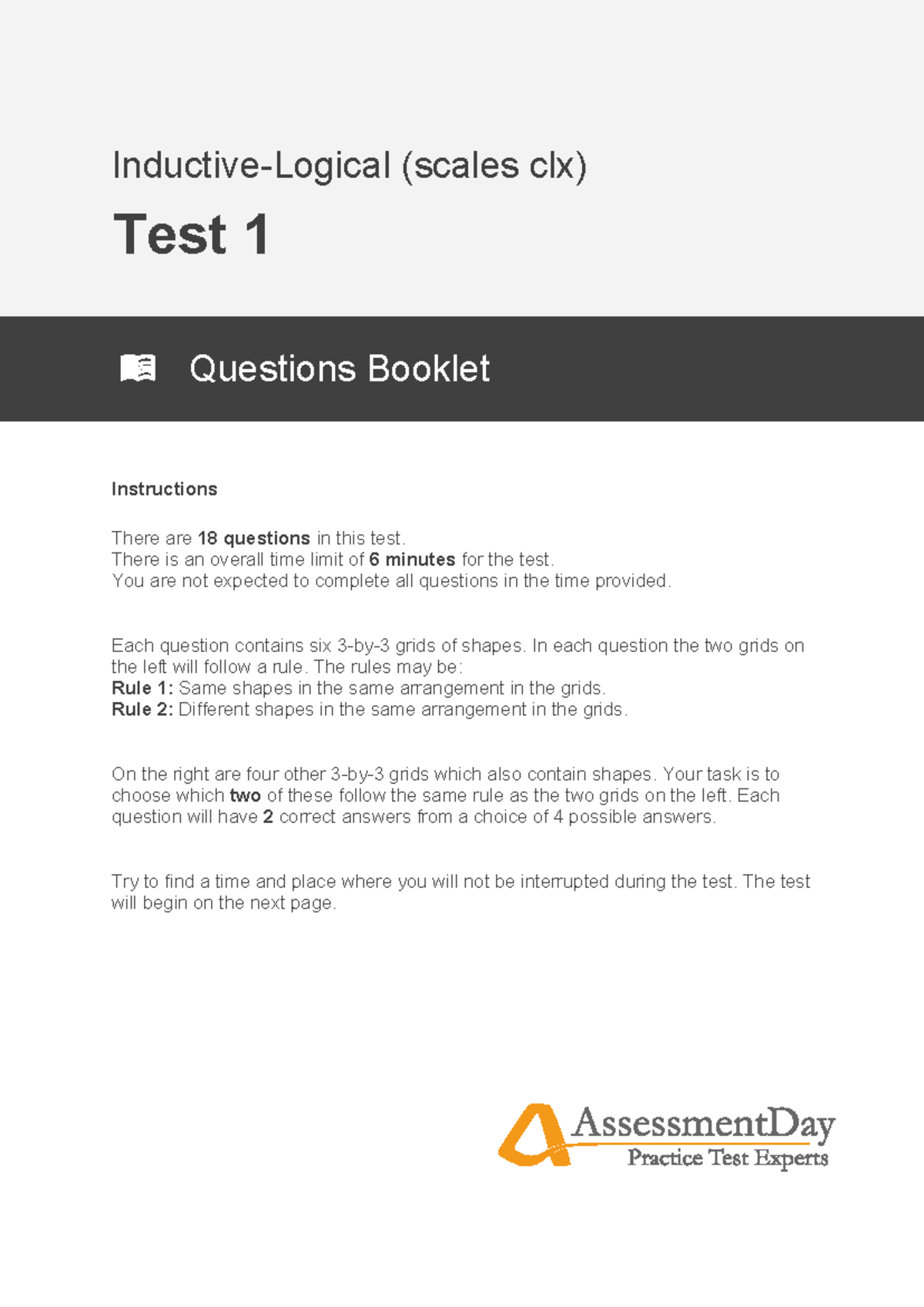 Inductive Logical Test - CLX 1 Questions with Instructions - Studocu