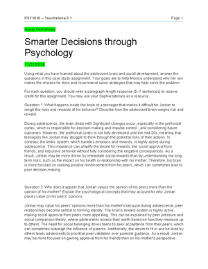 PSY1010 Case Study 1 Template - PSY1010 – Touchstone 3 Page 1 Stacy L ...