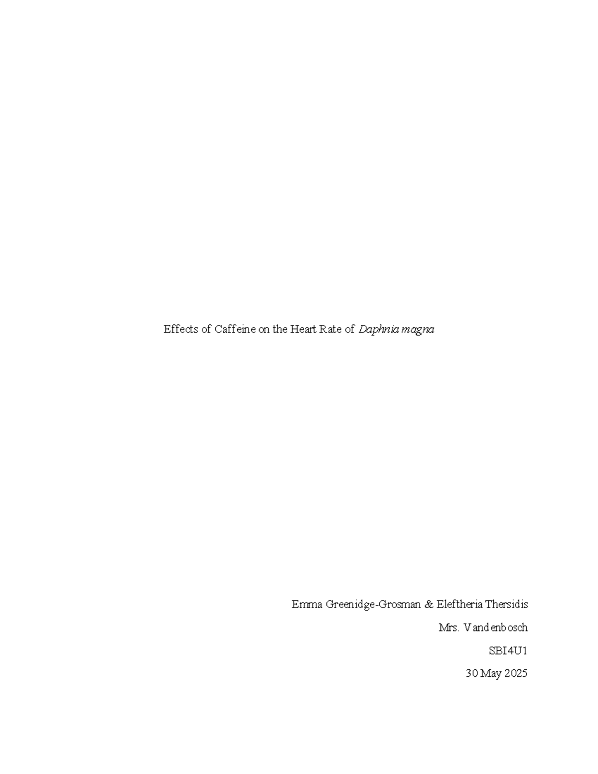 Effects of Caffeine on Heart Rate in Daphnia magna - SBI4U1 Lab Report ...