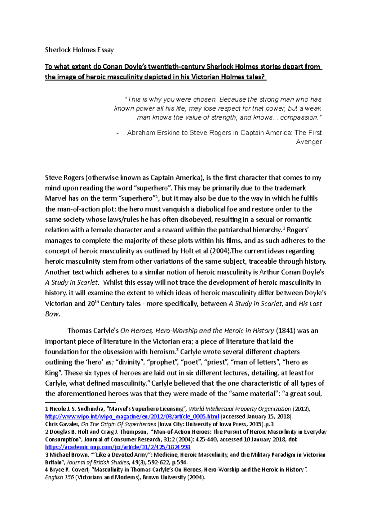 Sherlock Holmes Essay Resubmission: Analyzing Masculinity Evolution ...