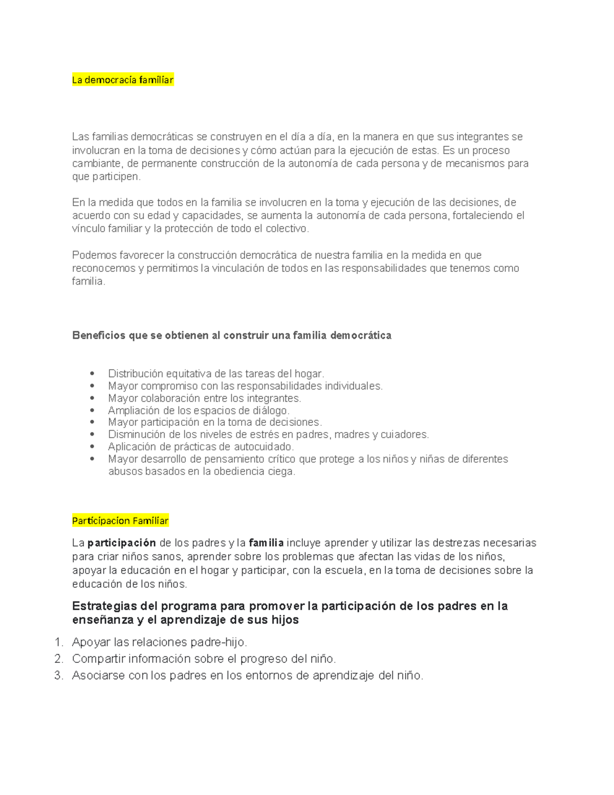 Título: La Democracia Familiar: Estrategias y Beneficios en Educación ...