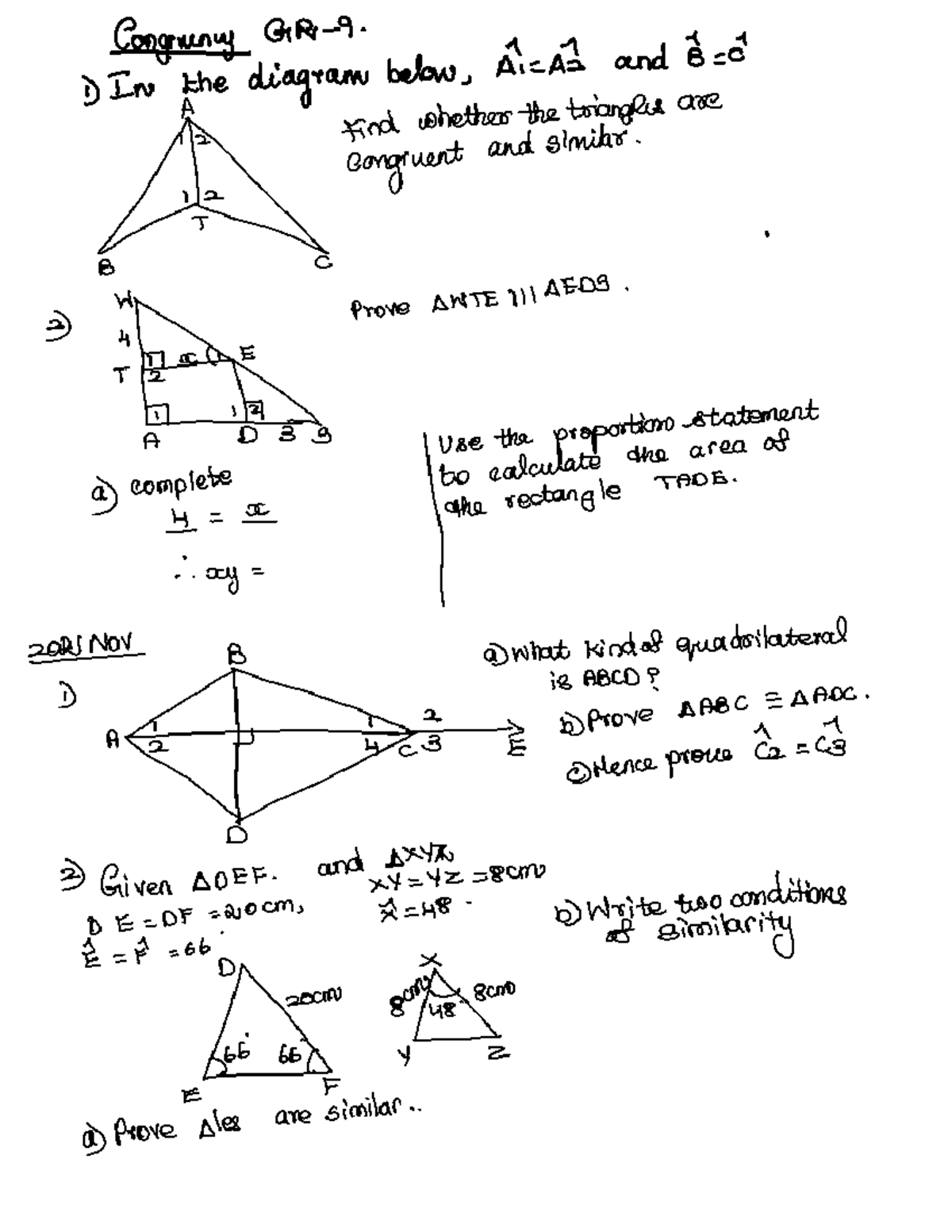 Grade 9 Maths: Congruency & Similarity Concepts and Proofs - Studocu