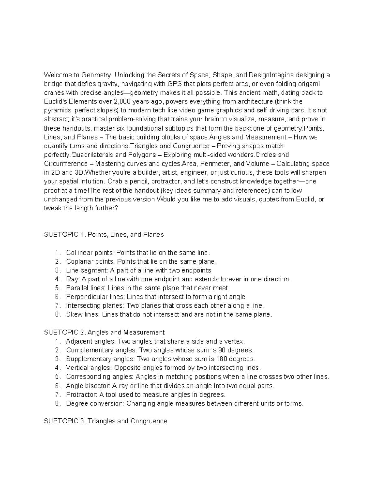 Geometry 101: Exploring Shapes, Angles, and Measurements - Studocu