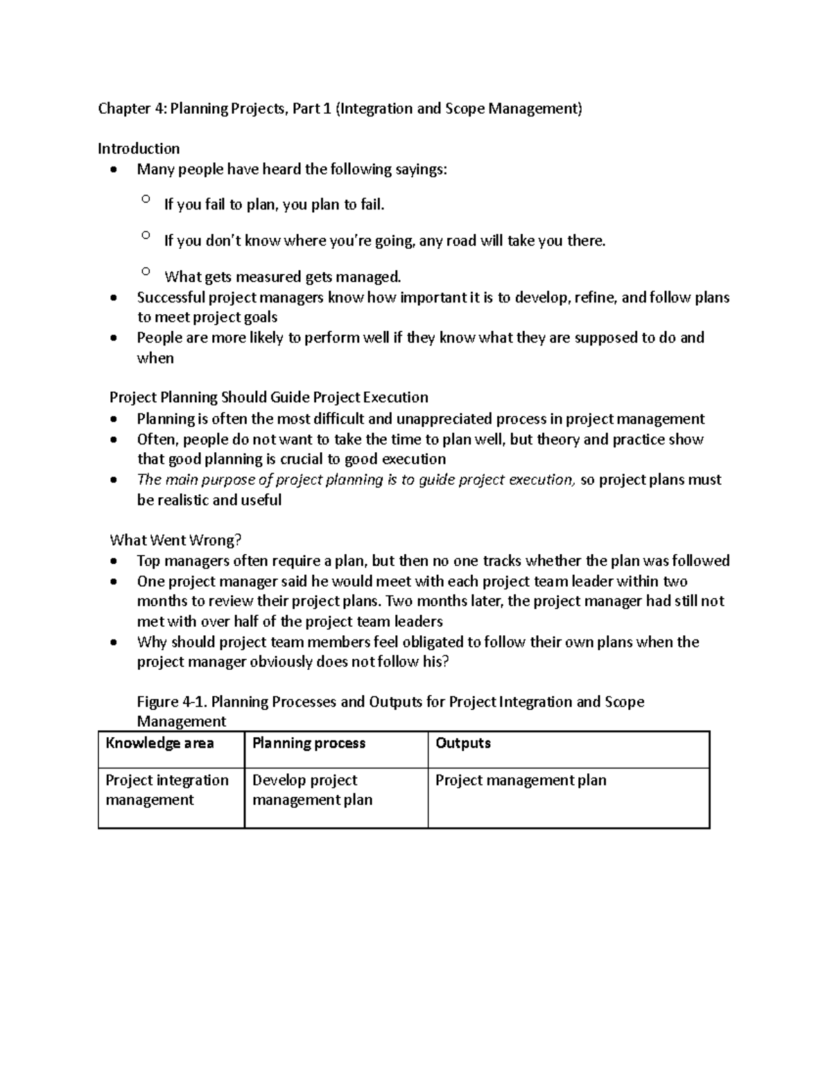 Chapter 4 Planning Projects, Part 1 (Integration and Scope Management ...
