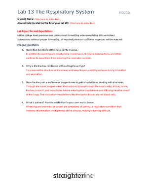 BIO202 Lab 18 (1) - Student Name: Click here to enter text. Access Code (located on the lid of ...