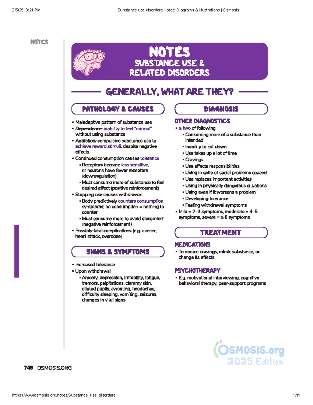 Substance Use Disorders Notes Diagrams & Illustrations Osmosis - NSG ...