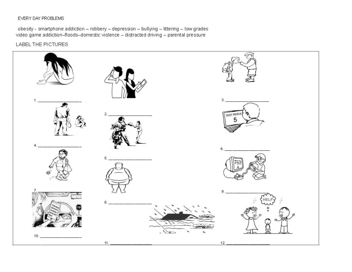 Every DAY Problems - Materials para repaso - EVERY DAY PROBLEMS obesity - smartphone addiction ...