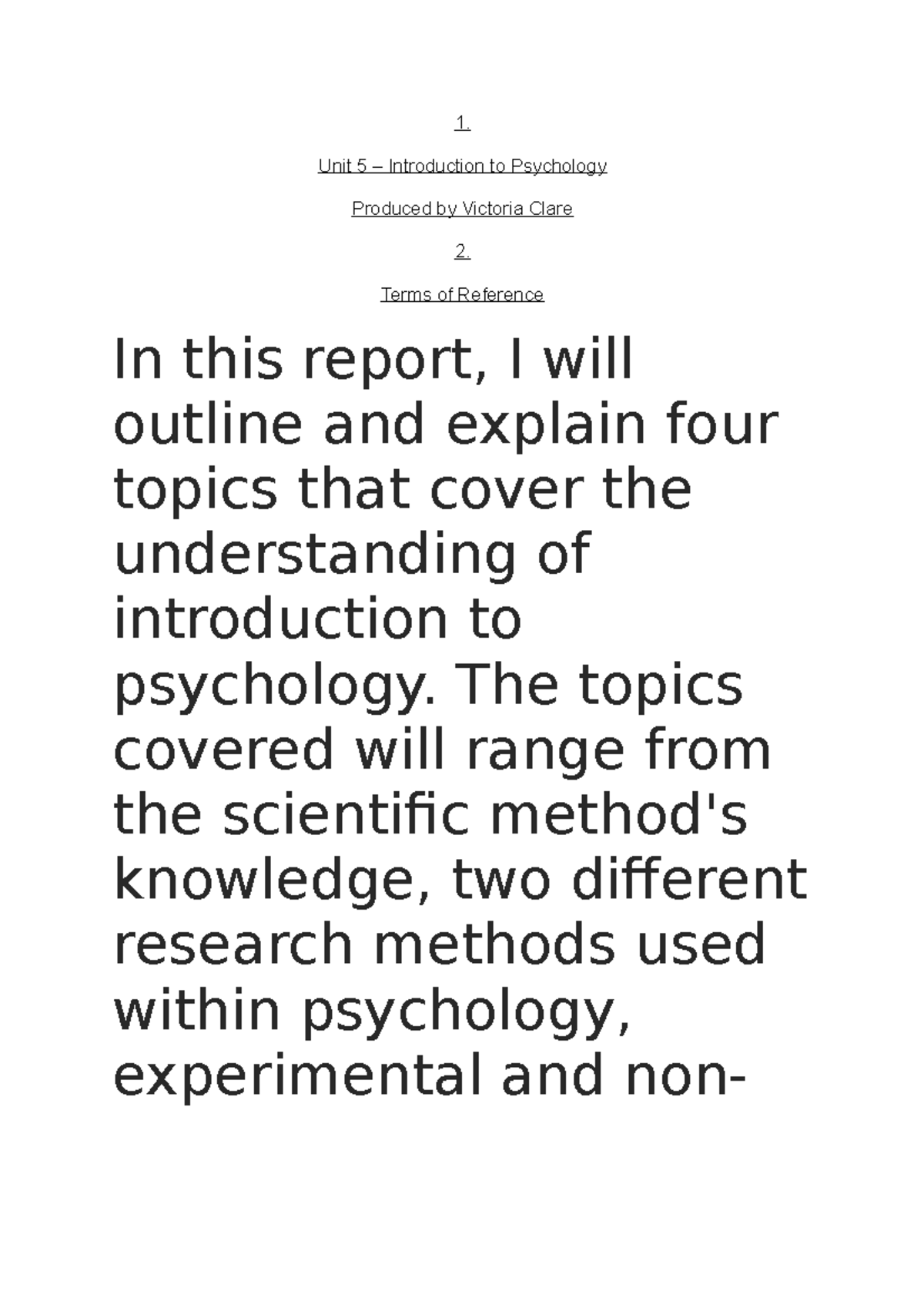 Unit 5 - Introduction to Psychology Final Essay - PK13MR043 - Studocu