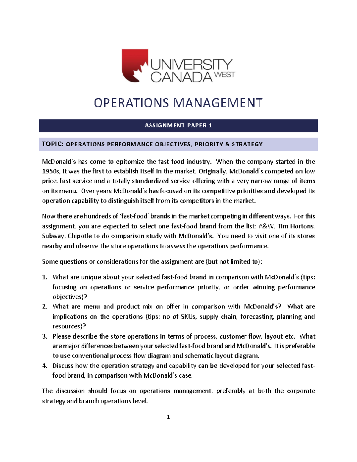 Case Study 1: Ops Performance Objectives & Strategy Comparison with ...