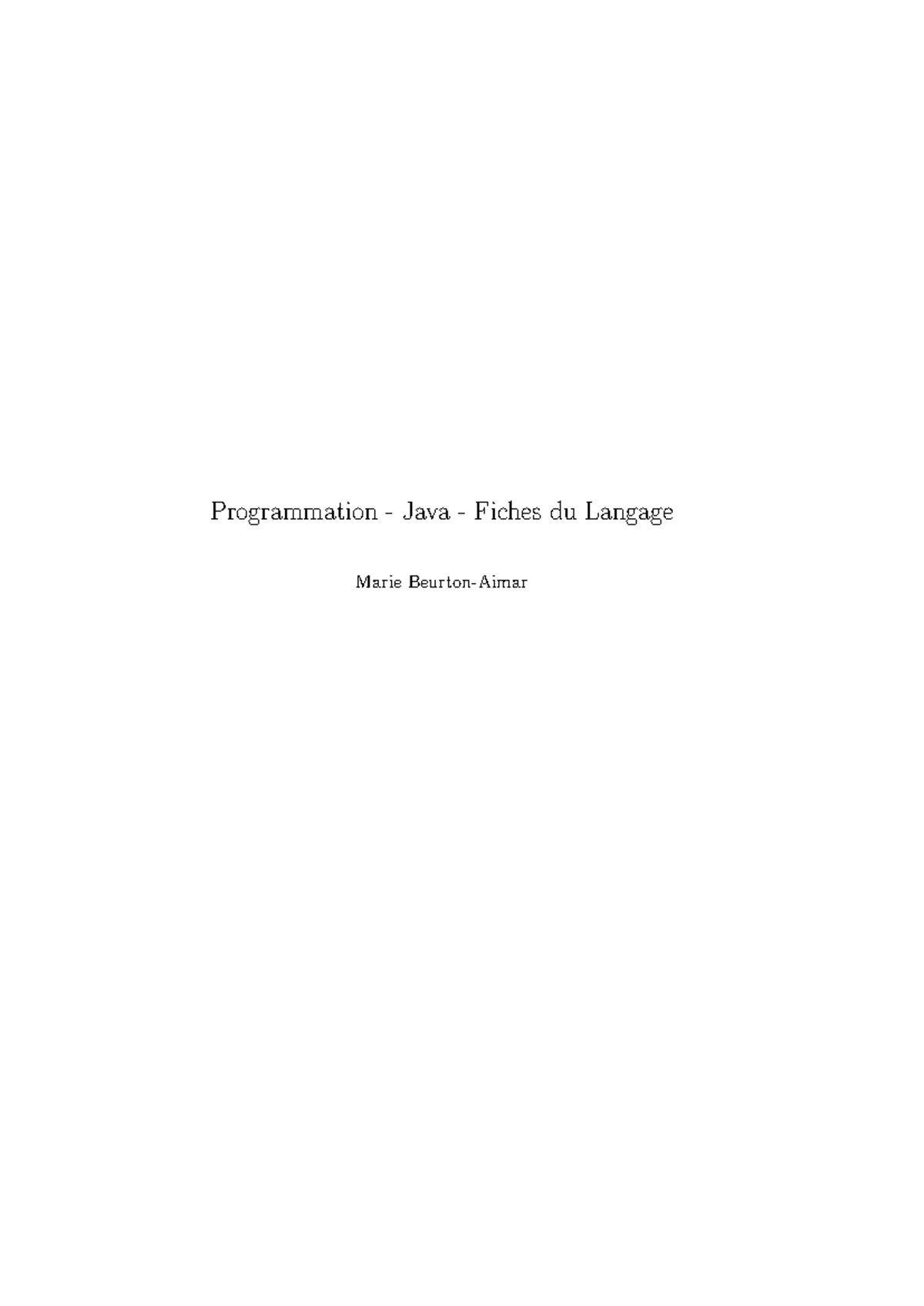 Fiches-Cours - Fiche cours Java - Programmation - Java - Fiches du Langage Marie Beurton-Aimar ...