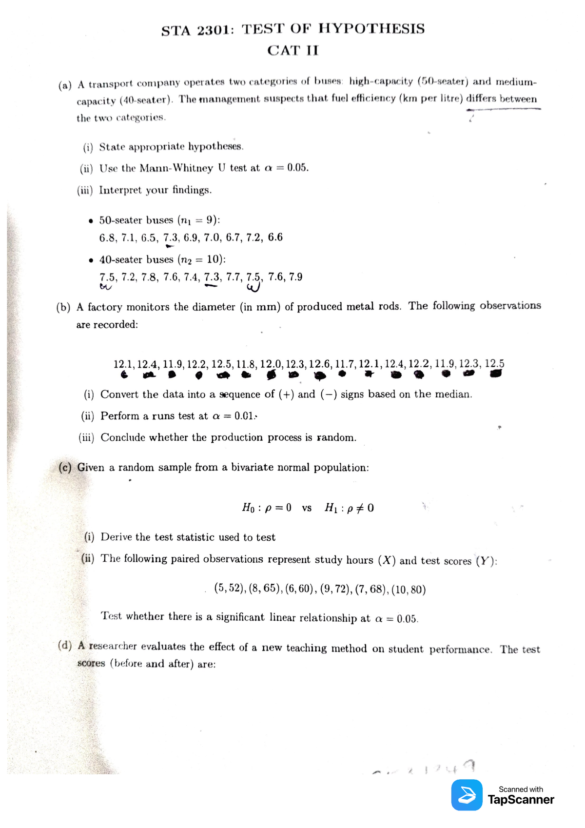 STA 2301: Test of Hypothesis - Category II Analysis - Studocu