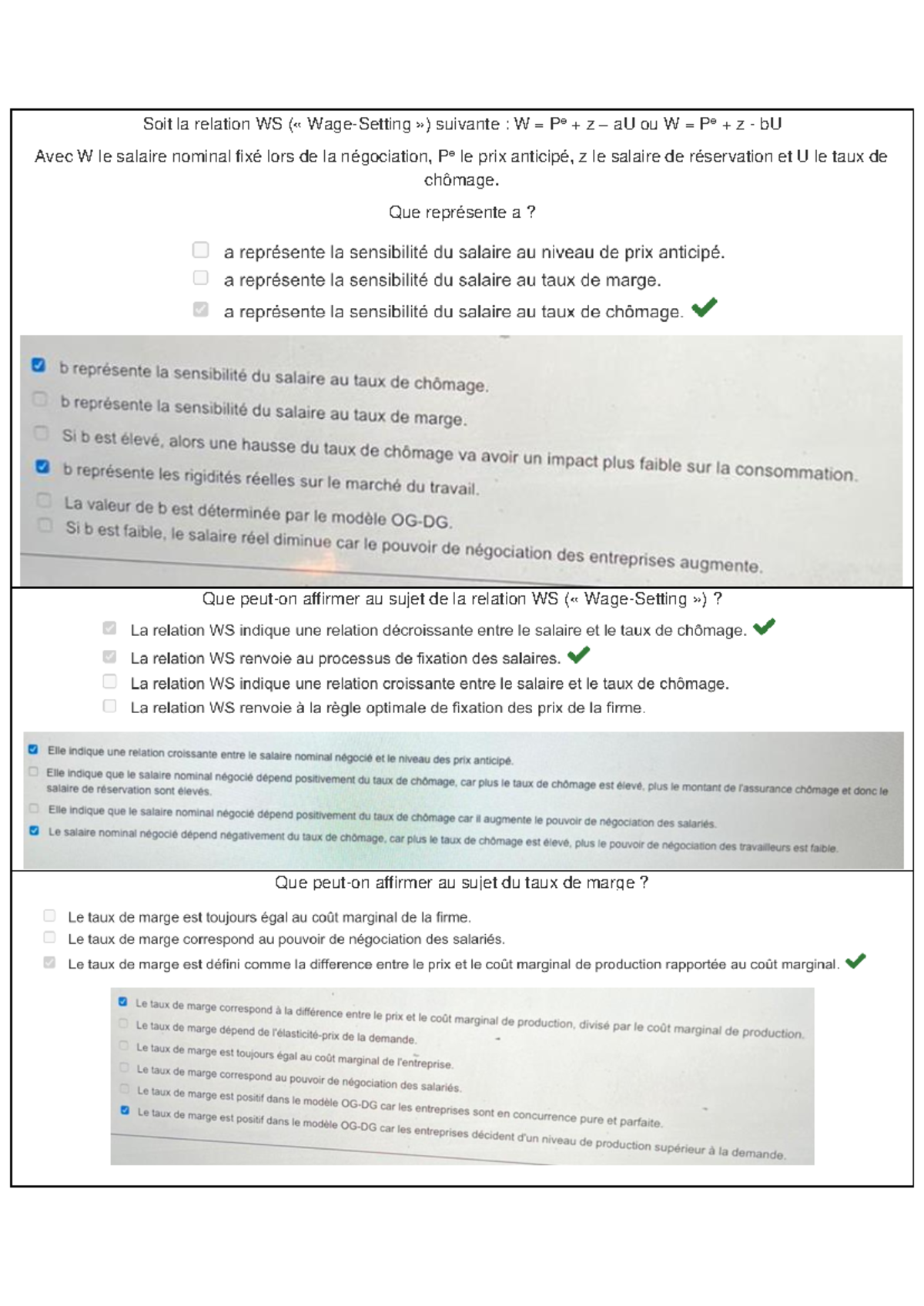 CC2 Macro exemples qcm - Soit la relation WS (« Wage-Setting ...