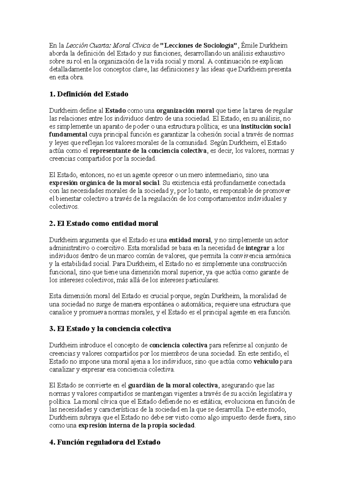 Lección 4: Análisis de la Moral Cívica en Durkheim - Studocu