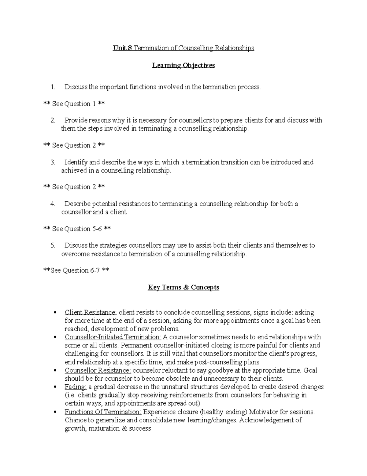 Unit 8: Effective Strategies for Termination in Counselling ...