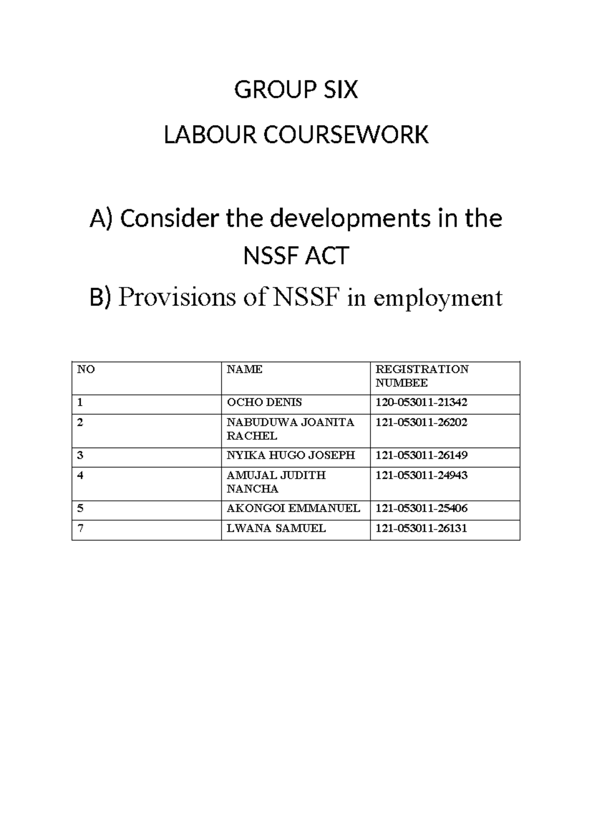Group SIX labour presentation edited - GROUP SIX LABOUR COURSEWORK A ...