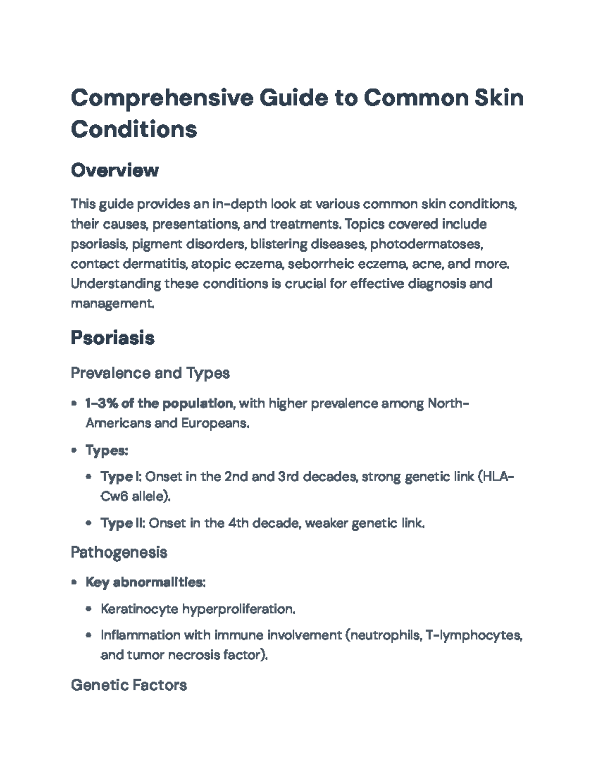 Comprehensive Guide to Common Skin Conditions (MED 101) - Comprehensive ...