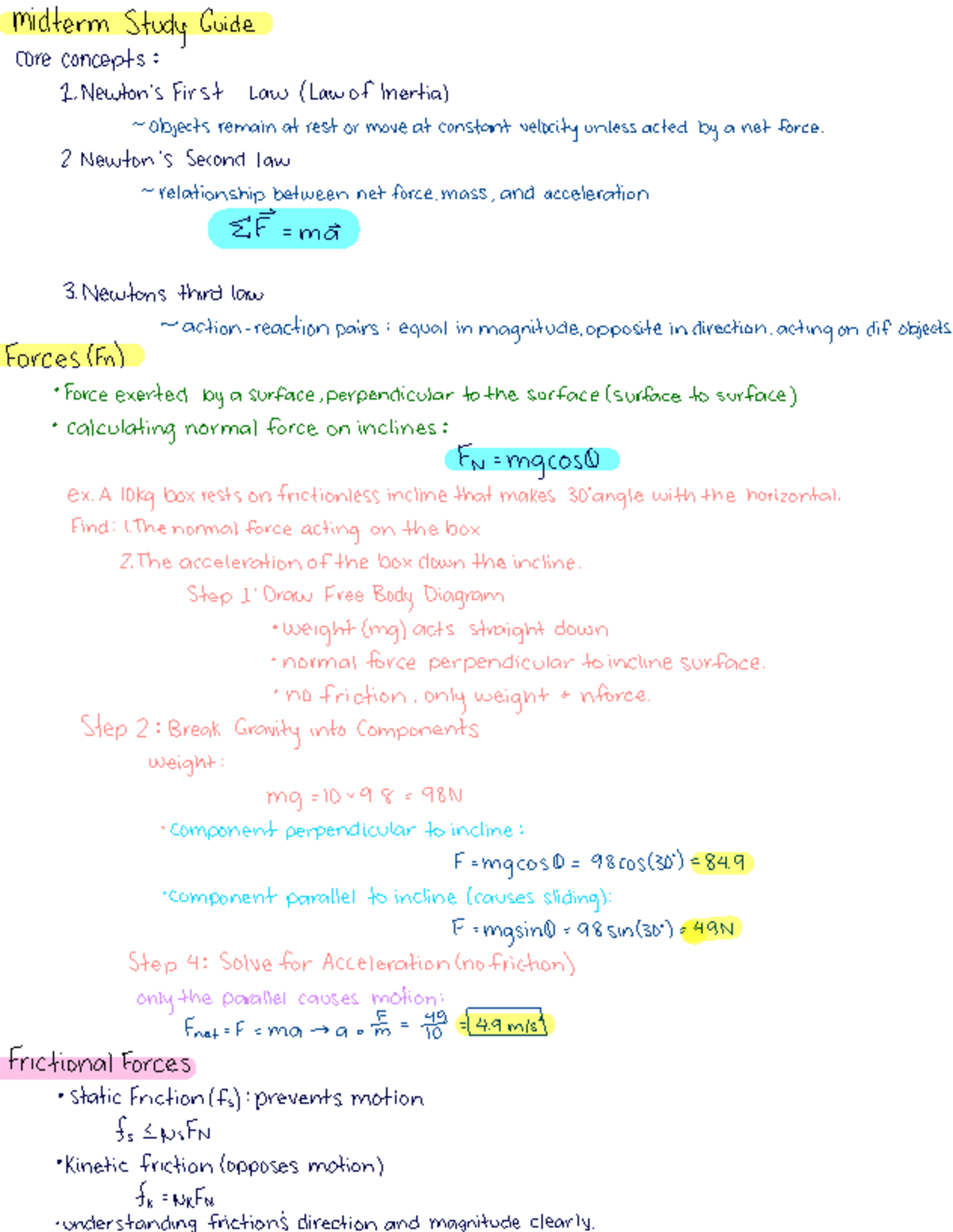 Midterm Study Guide: Newton's Laws and Forces Concepts - Studocu