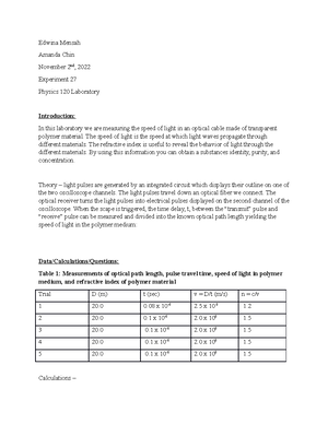 PHYS 120 Lab 1 - LAB manual - Neha Jacob Emplim ID: 24133618 PHYS 120 ...
