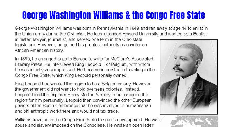 Congo Free State Exposé: George Washington Williams' Letter - Studocu