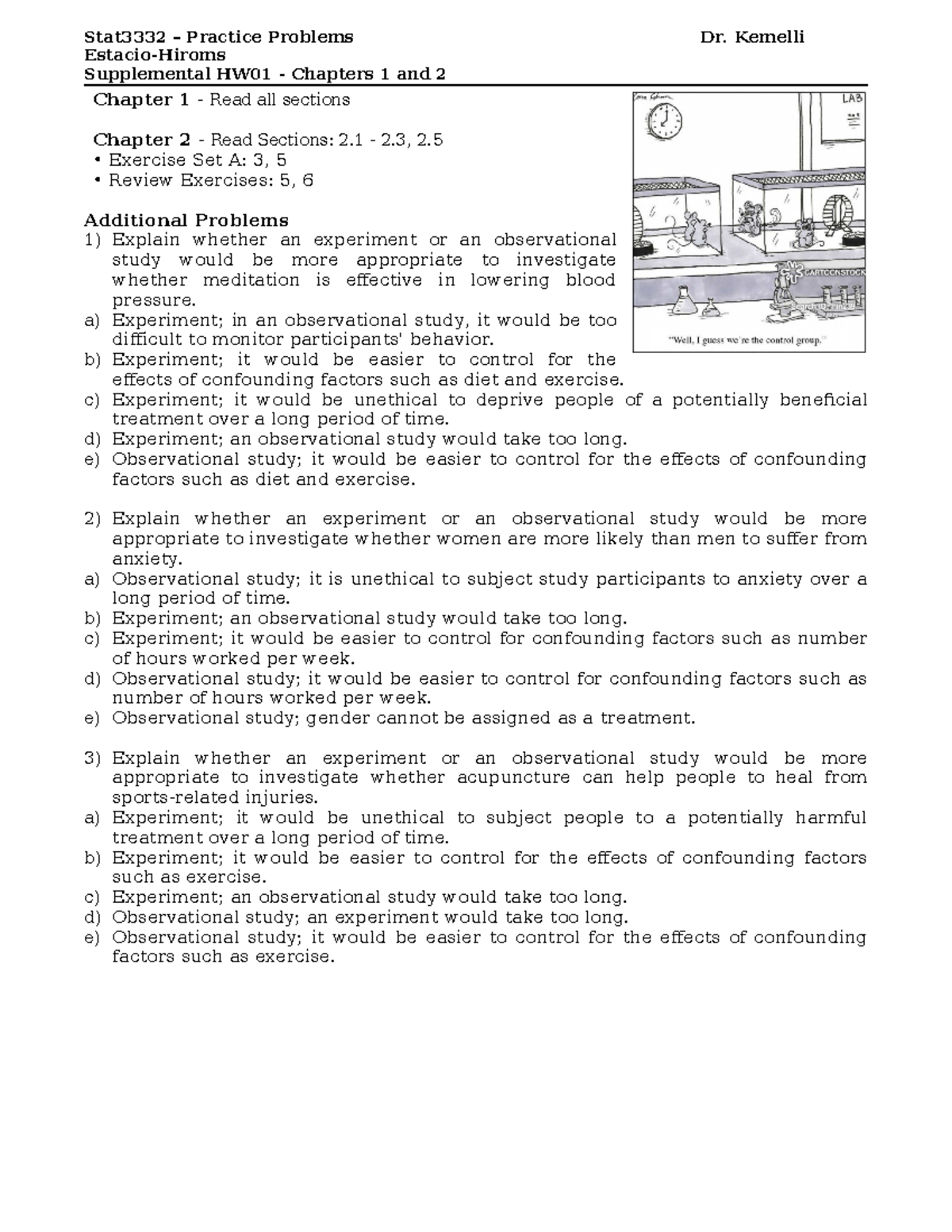 HW01 Ch 01 & 02 - STAT 3332 Supplemental Practice Problems - Studocu