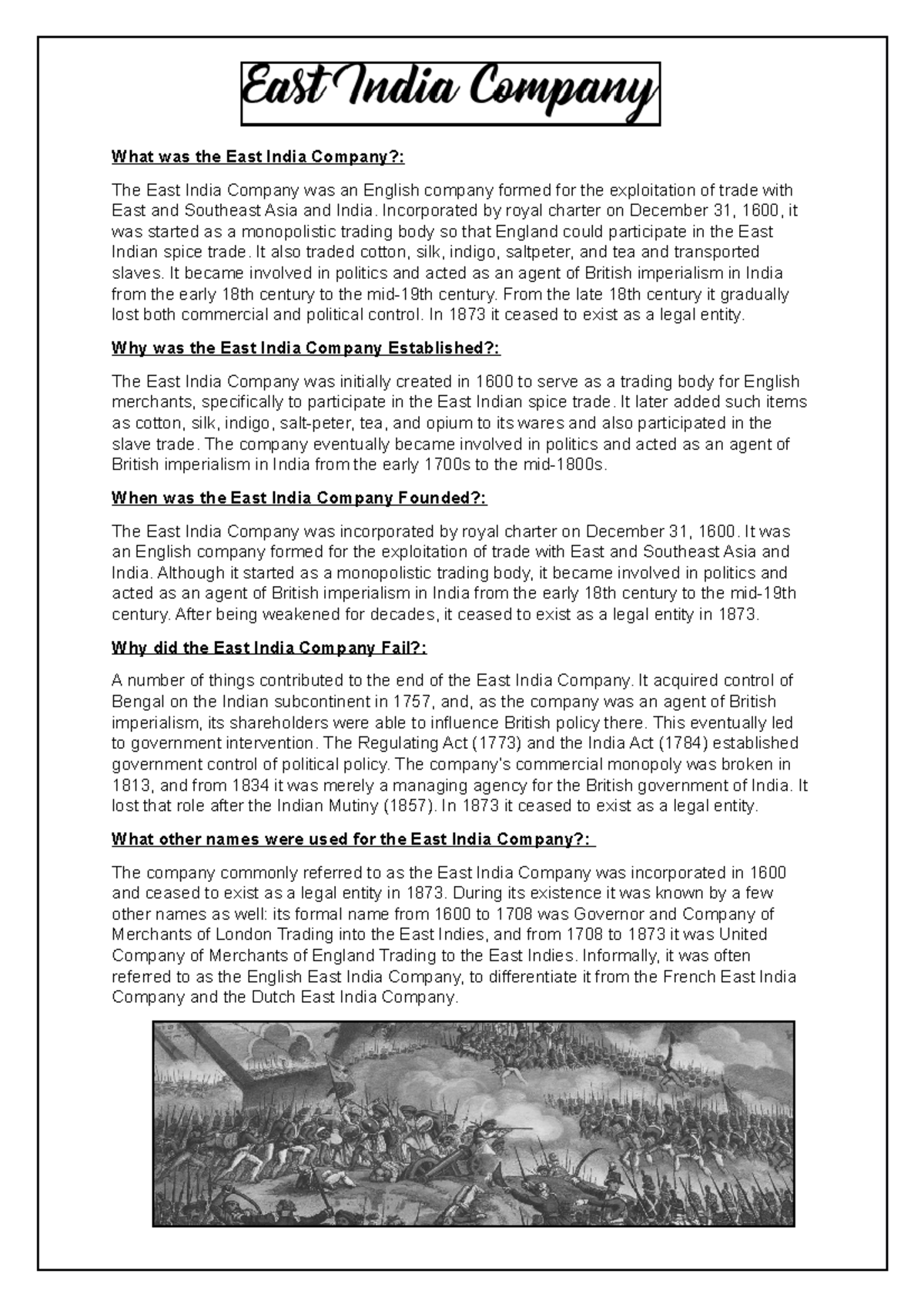 East India Company Notes - What was the East India Company?: The East ...