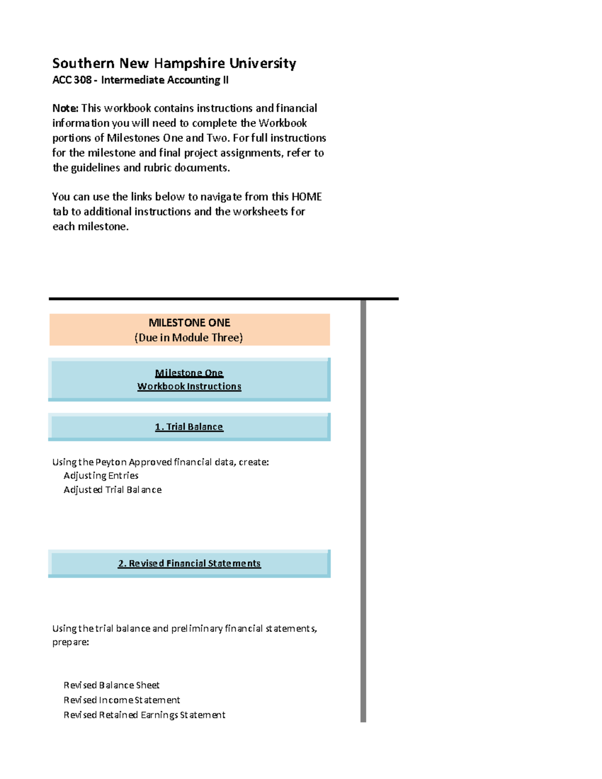 ACC 308 Final Project Workbook Instructions for Milestones One & Two ...