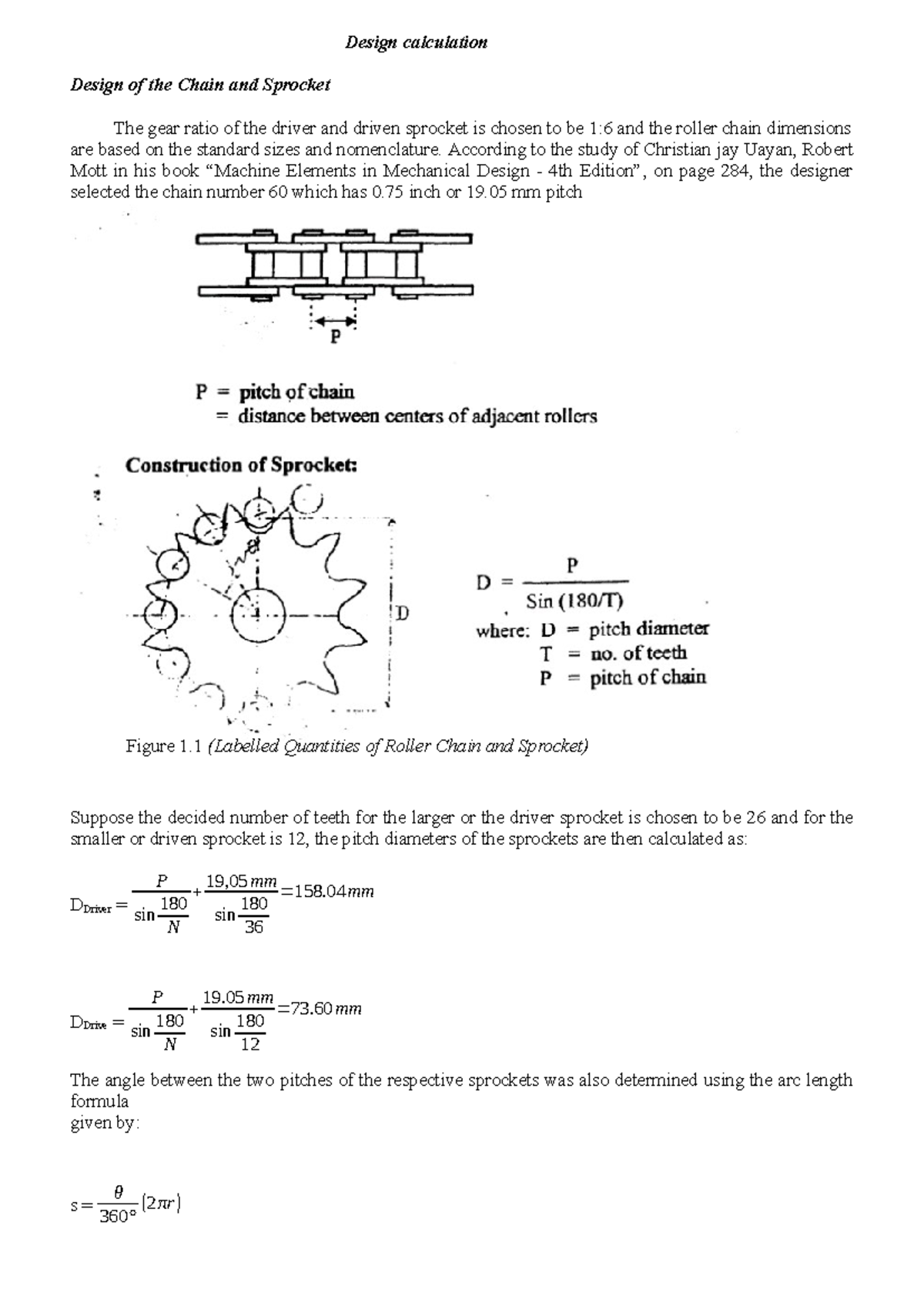 Design Calculation for Chain, Sprocket, and Extractor Mechanisms - Studocu