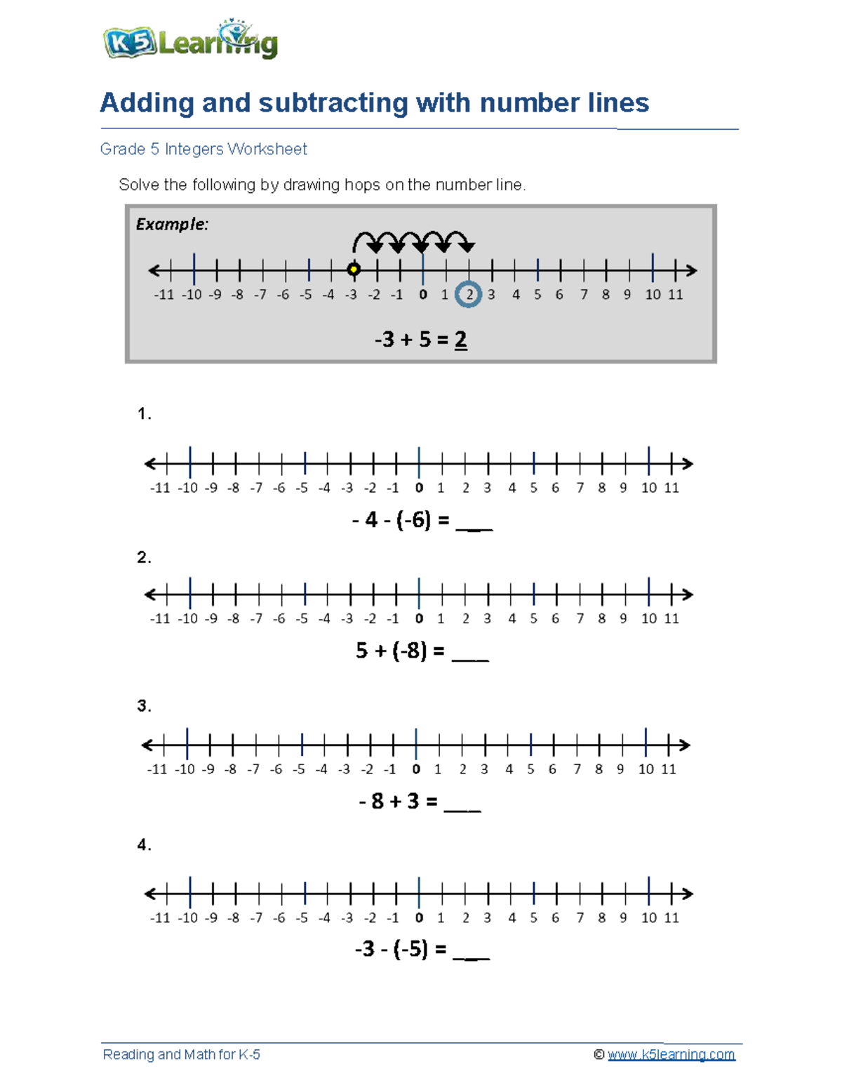 Grade 5 integers number line d - English A: Language and Literature SL ...