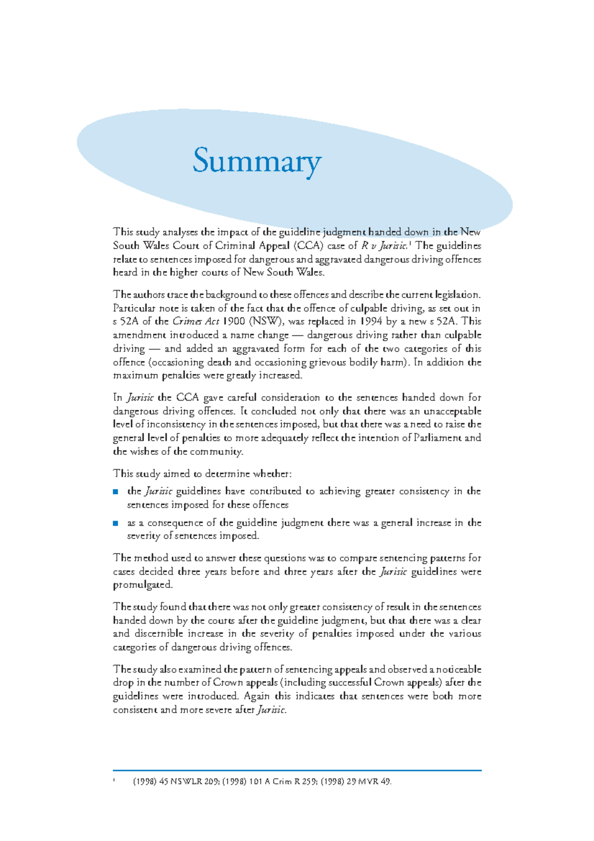 R v Jurisic: Impact of Guideline Judgment on Sentencing Consistency ...