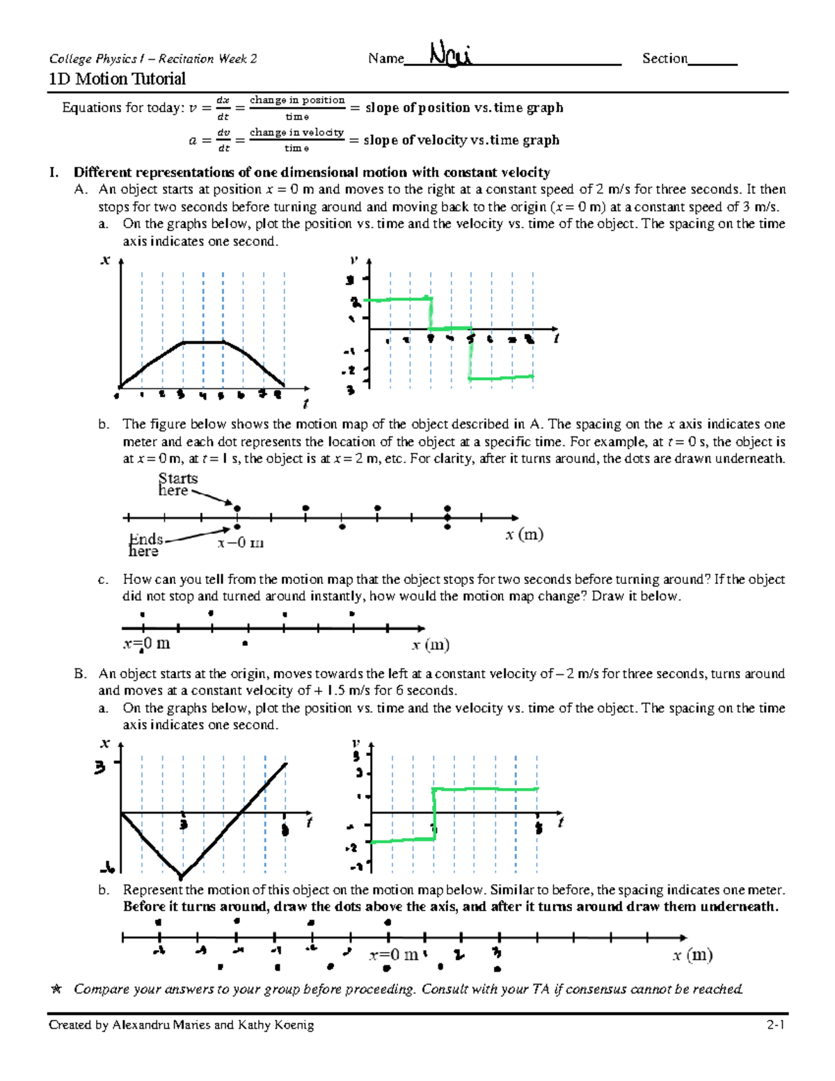 CP1 Recitation Tutorial: Week 02 on 1D Motion Concepts - Studocu