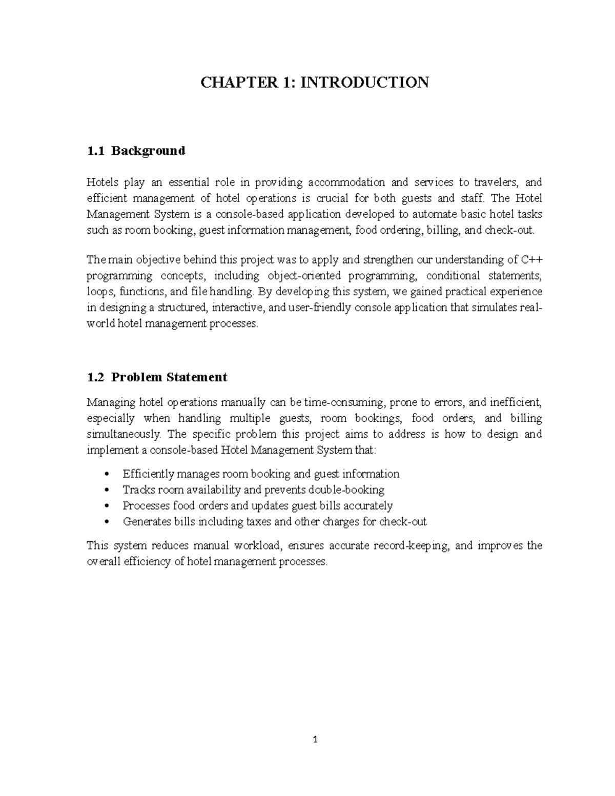 Hotel Management System Project Report (HMS 101) - Studocu