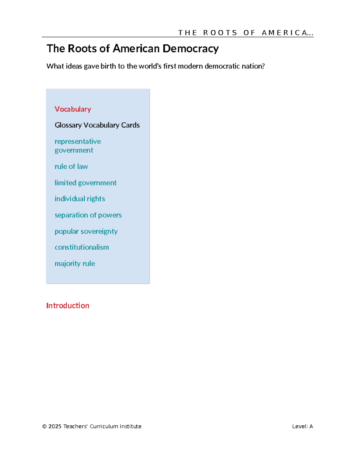 The Roots of American Democracy: Independence & Constitution Study (2025) - Studocu