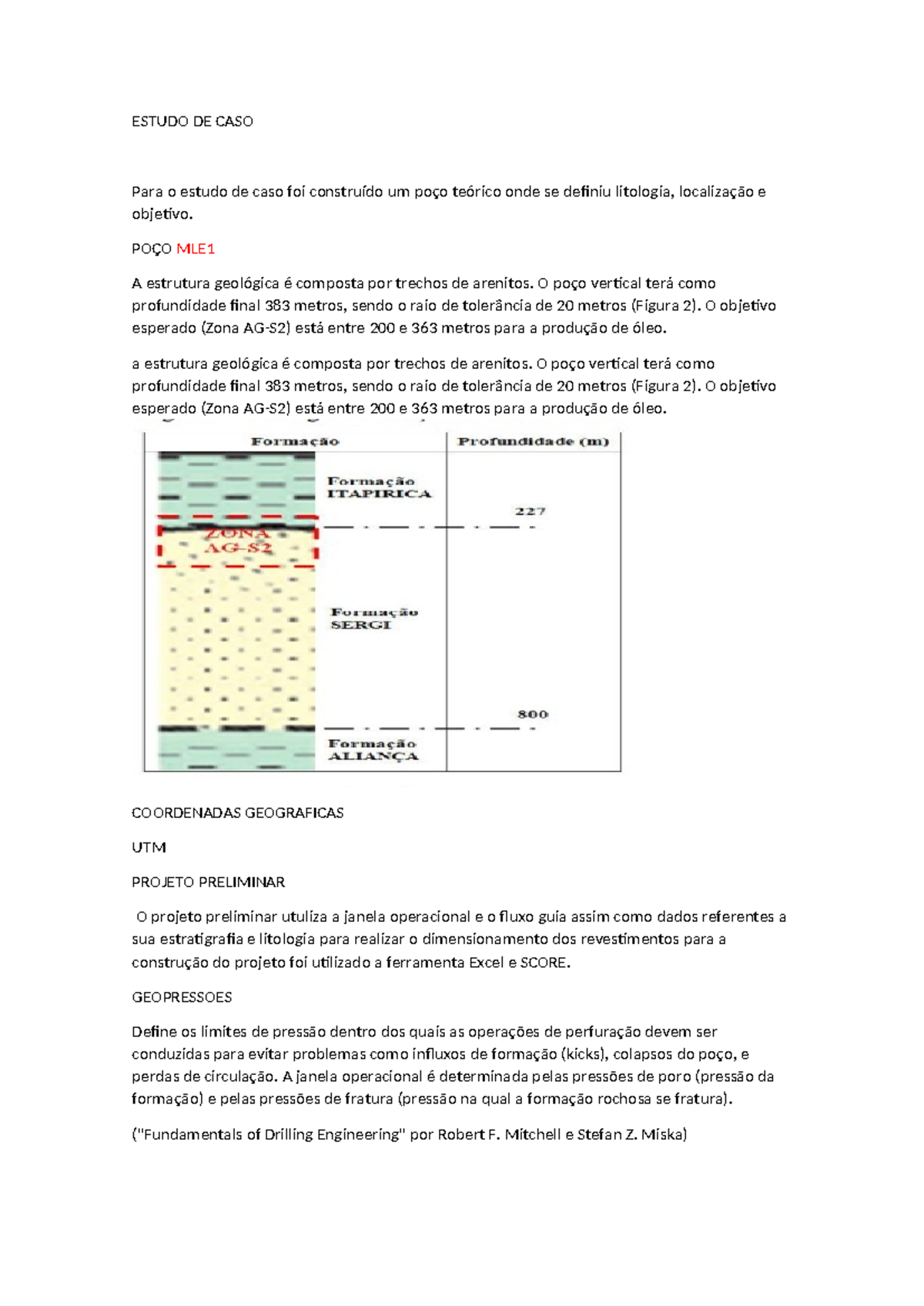 Estudo DE CASO geopressoes poços de petroleo projeto de revestimento ...