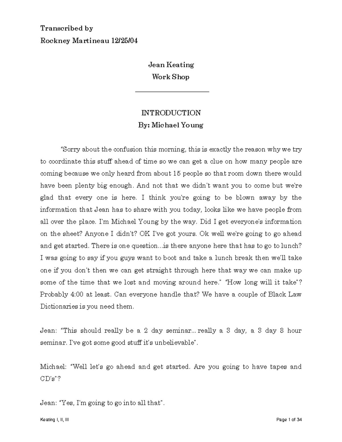 Jean Keating Workshop Transcript: Insights on Court Bonds and Law - Studocu