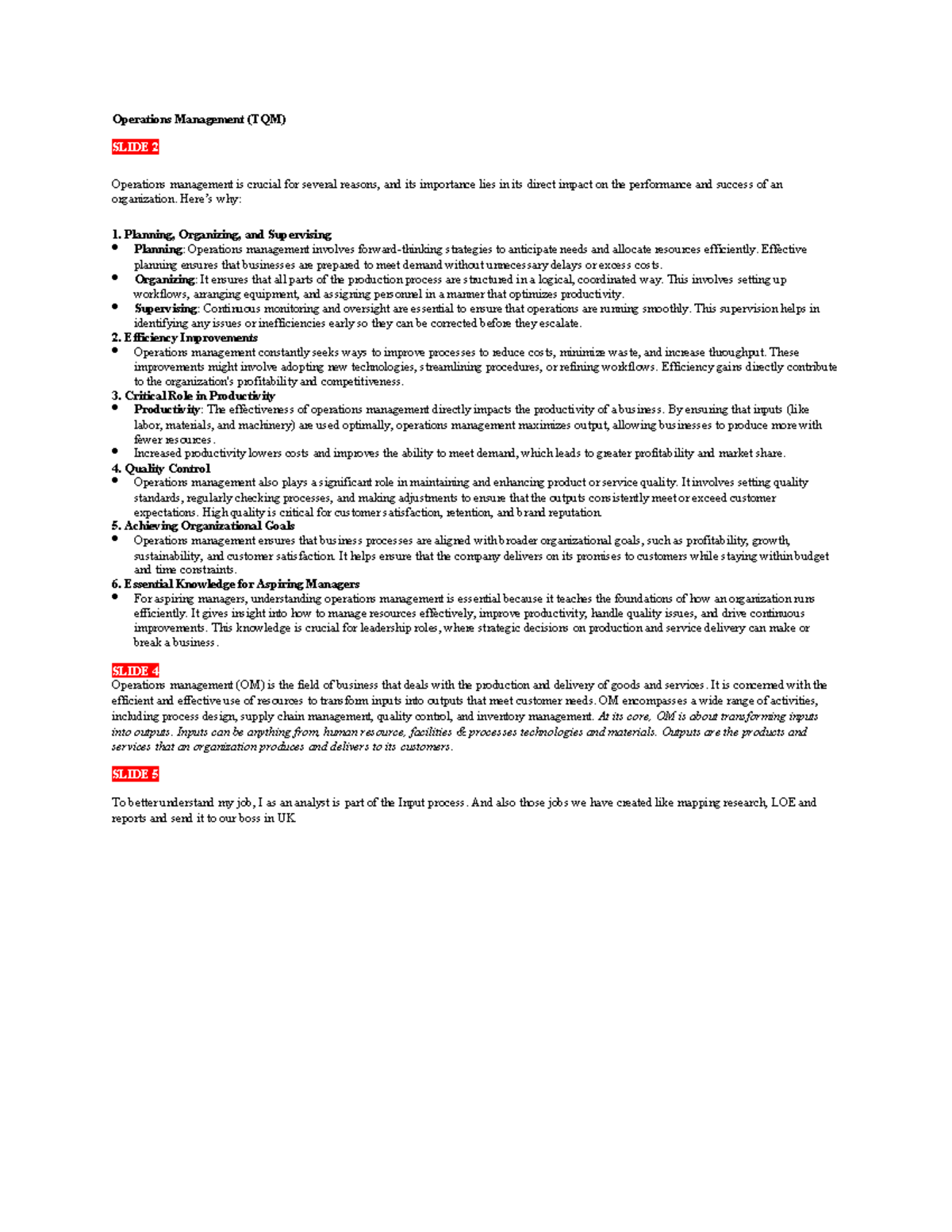 Week 2 - Introduction Operations Management - Operations Management ...