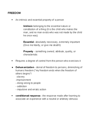 THE Human Person IN Society - THE HUMAN PERSON IN SOCIETY Freedom ...