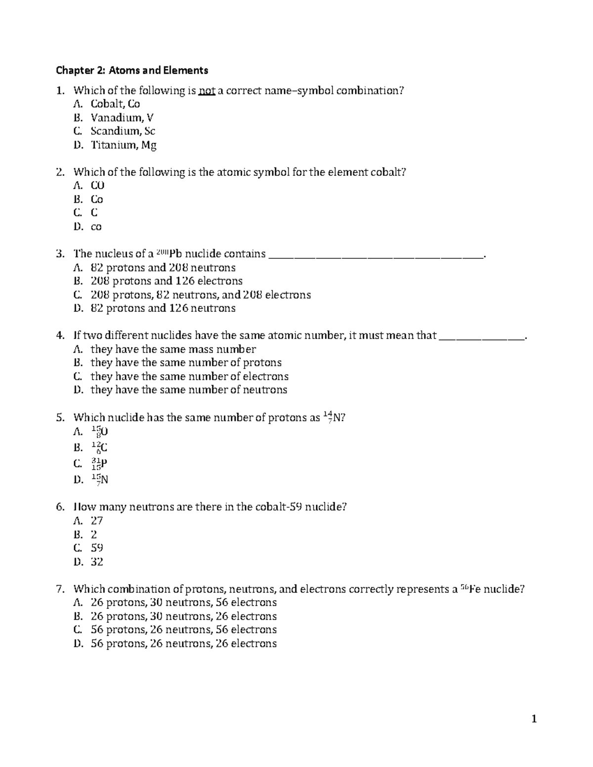Chemistry 101: Chapter Review on Atoms & Isotopes - Studocu