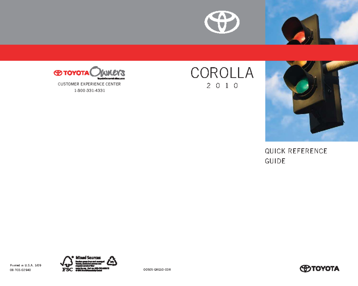 2010 Corolla QRG: Customer Experience Center Overview - Studocu
