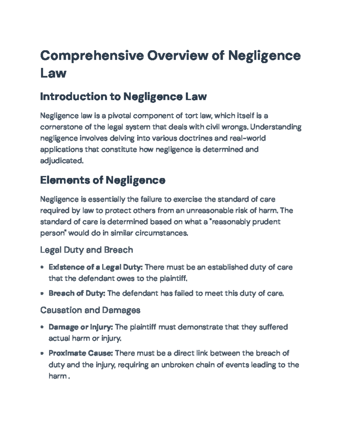Comprehensive Overview of Negligence Law - Key Elements & Applications ...