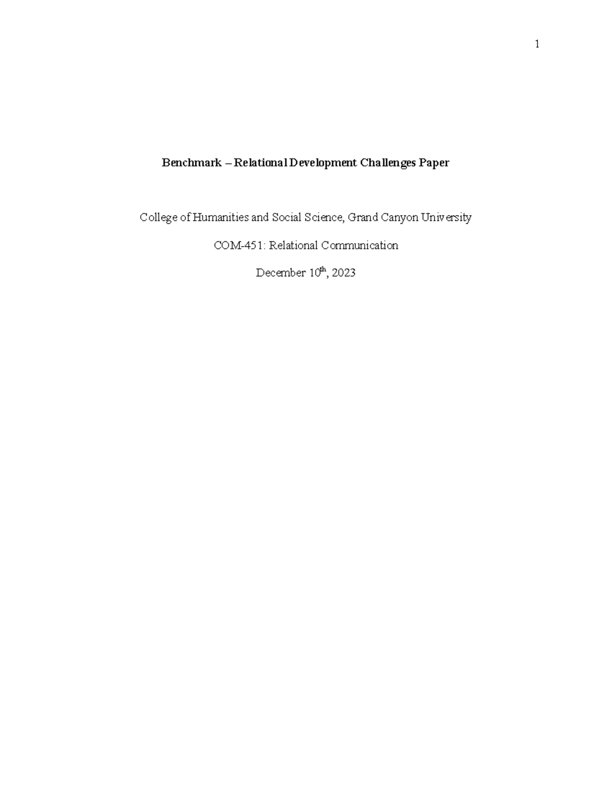 Com451 Benchmark Relational Development Challenges Paper Benchmark Relational Development