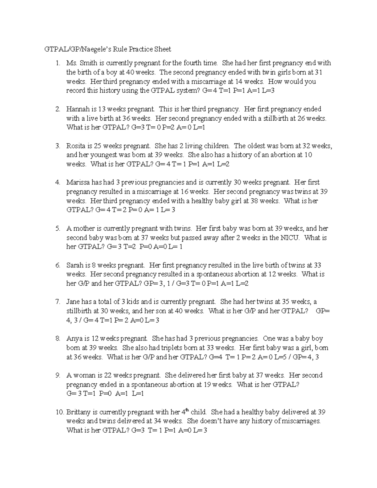 GTPAL Worksheet - Homework Practice Sheet - Studocu