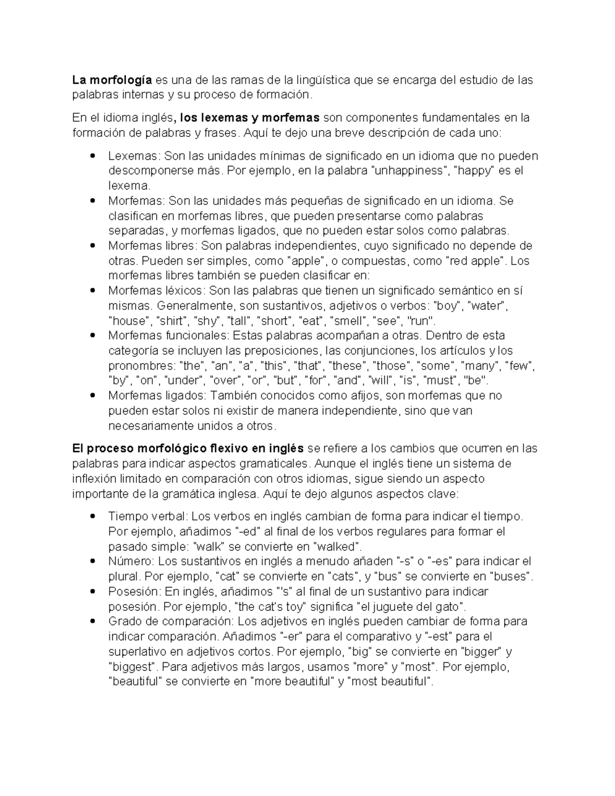 Morfología del Inglés: Lexemas, Morfemas y Formación de Palabras - Studocu