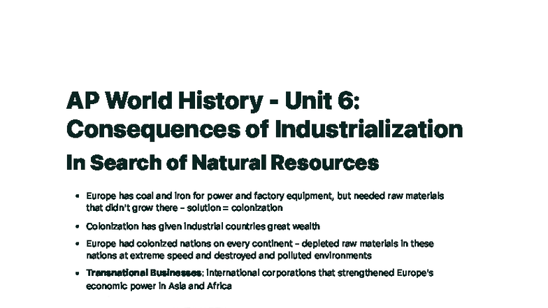 AP World History - Unit 6: Impact of Industrialization and Imperialism ...