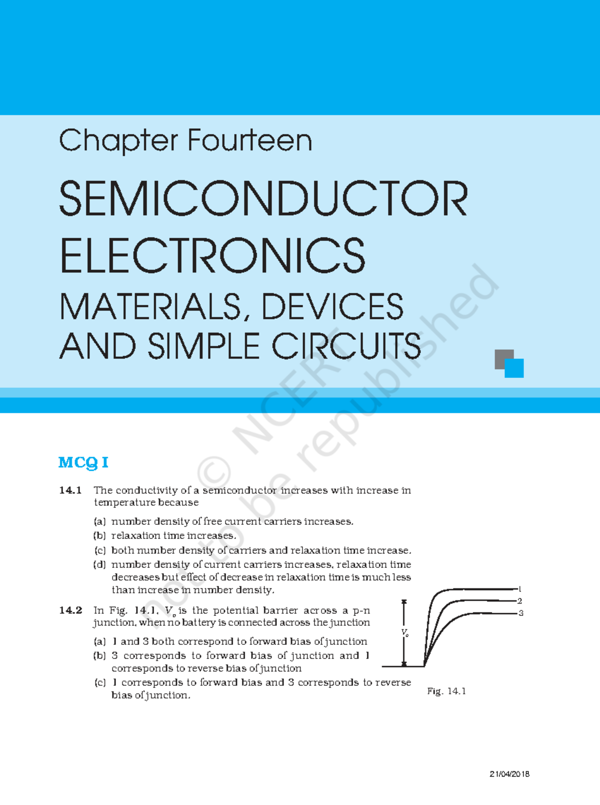 Chapter 14: Semiconductor Electronics MCQs and Practice Questions - Studocu