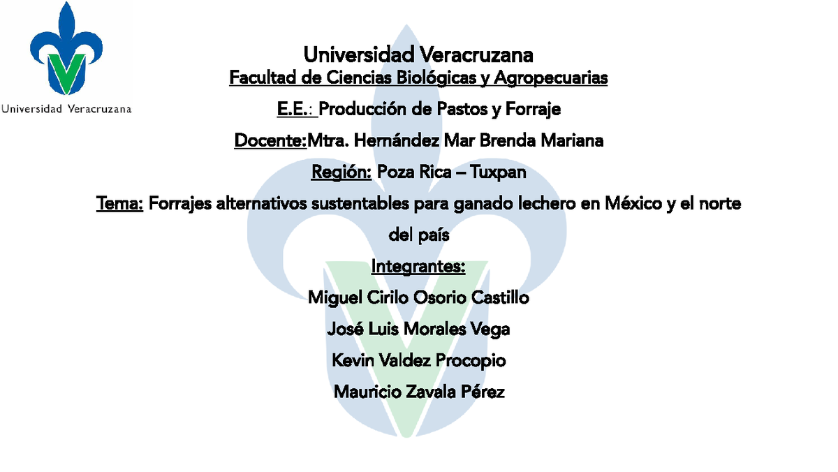 Forrajes Alternativos -1 - Universidad Veracruzana Facultad de Ciencias Biológicas y ...