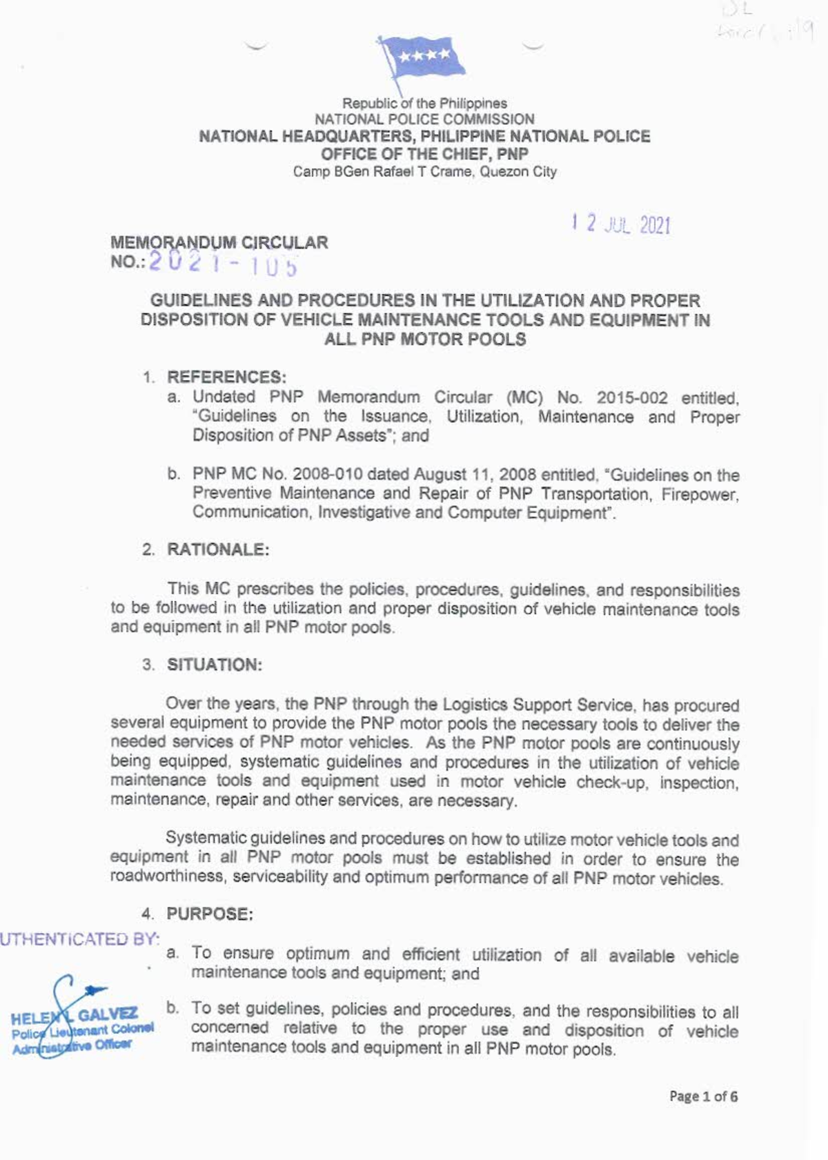 Guidelines for Vehicle Maintenance Tools & Equipment in PNP Motor Pools ...