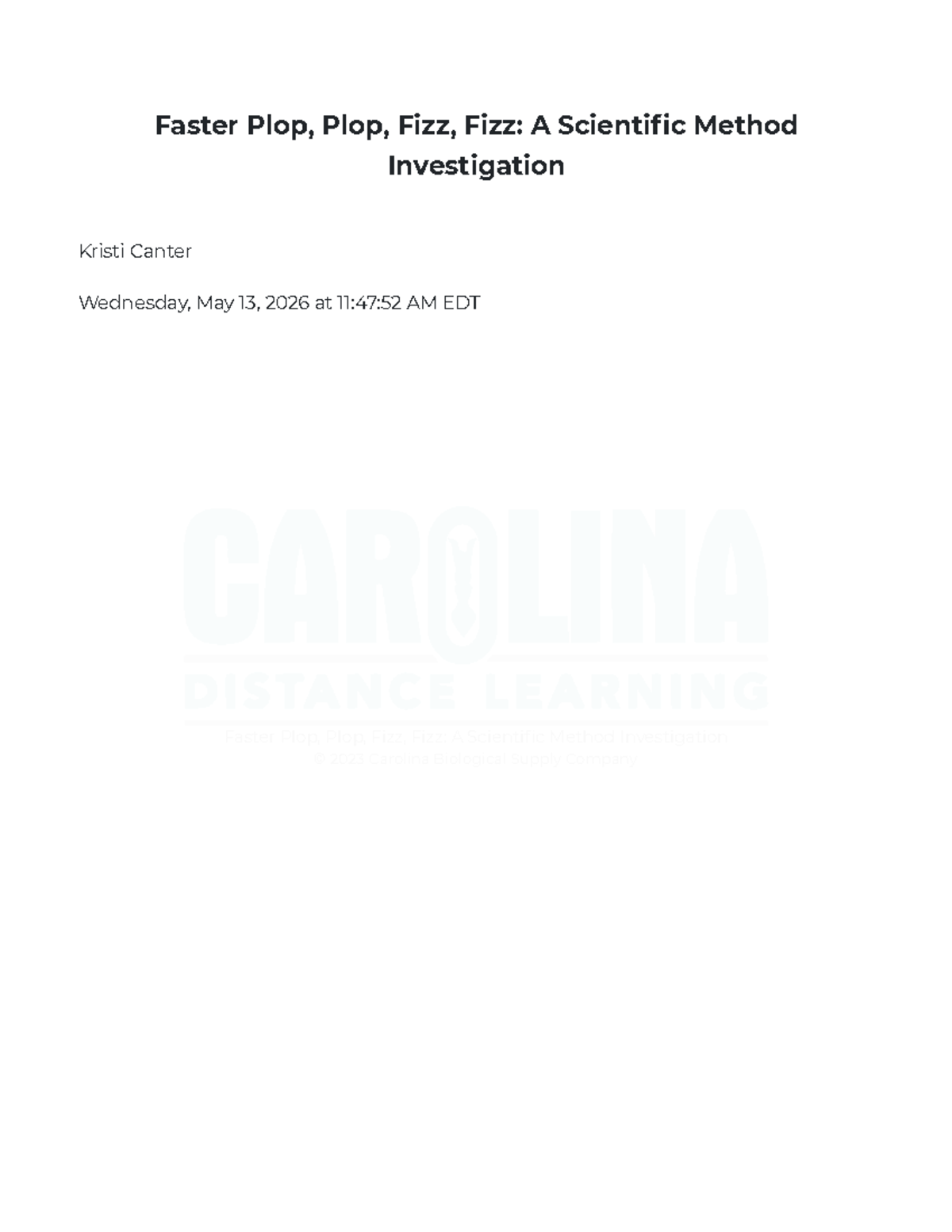 Scientific Method Investigation: Faster Plop, Plop, Fizz, Fizz (2023 ...